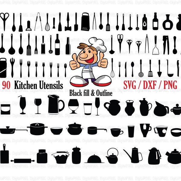 Kitchen Utensils Svg - Etsy