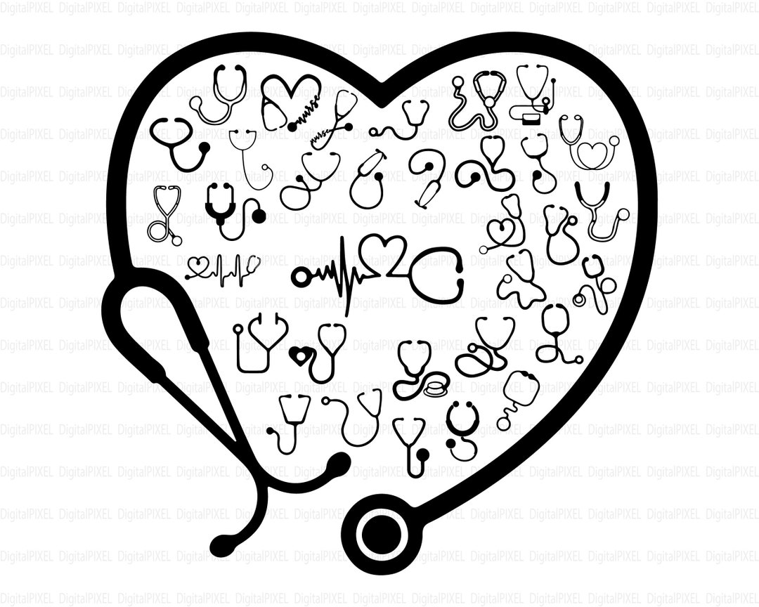 Stethoscope SVG Bundle Digital Download, Stethoscope DXF Cut Files ...
