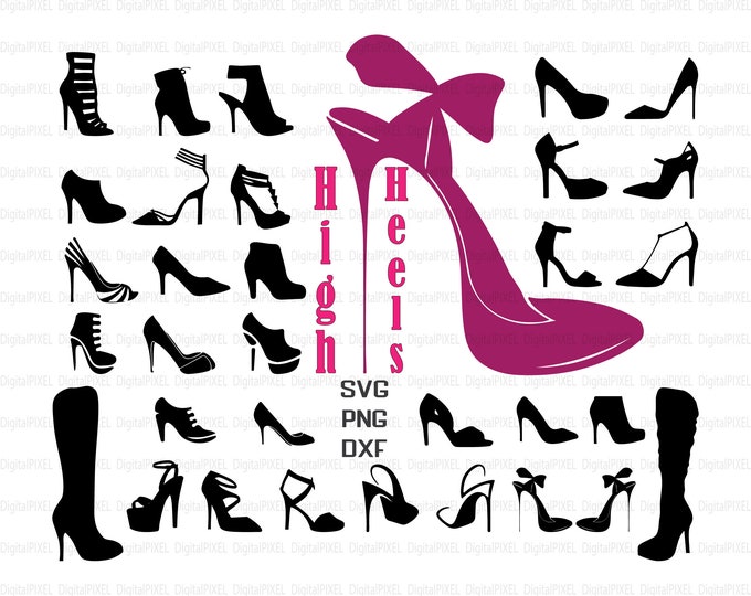 High Heels Svg Digital Download, Woman Shoes Svg, Heels Silhouette ...