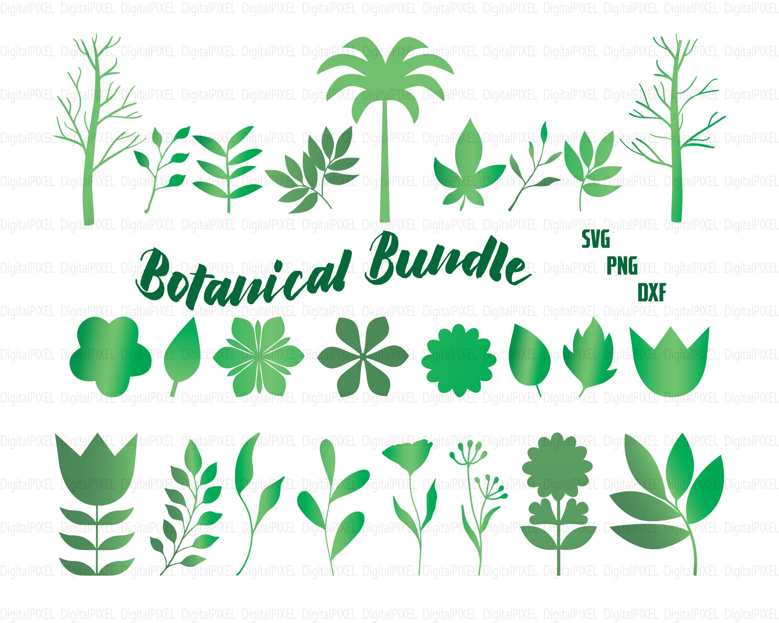 Botanical SVG svg cut file Digital Download Garden svg | Etsy