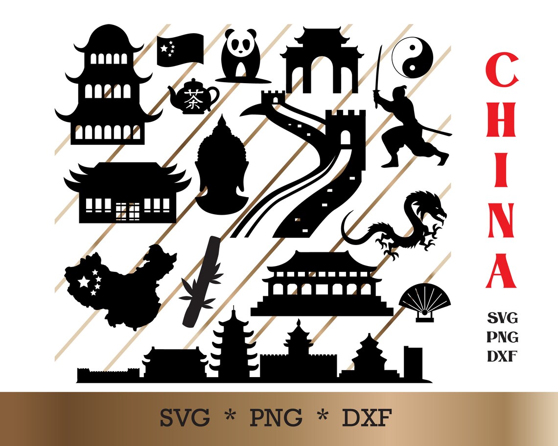 CHINA SVG Digital Download China DXF China Silhouette China | Etsy