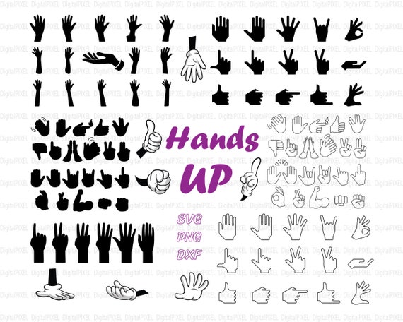 Hand Gestures Svg Hands Up Hand Signals Svg Thumb Svg Hand | Etsy UK
