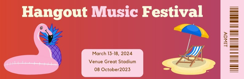 Printable Music Festival Ticket Template Customizable Gift - Etsy