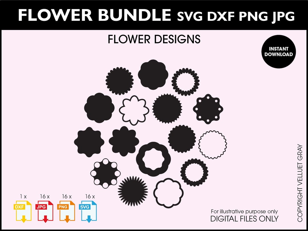 Flower Bundle, Flower Outline Svg, Flower Cut Files, Flower Clipart ...