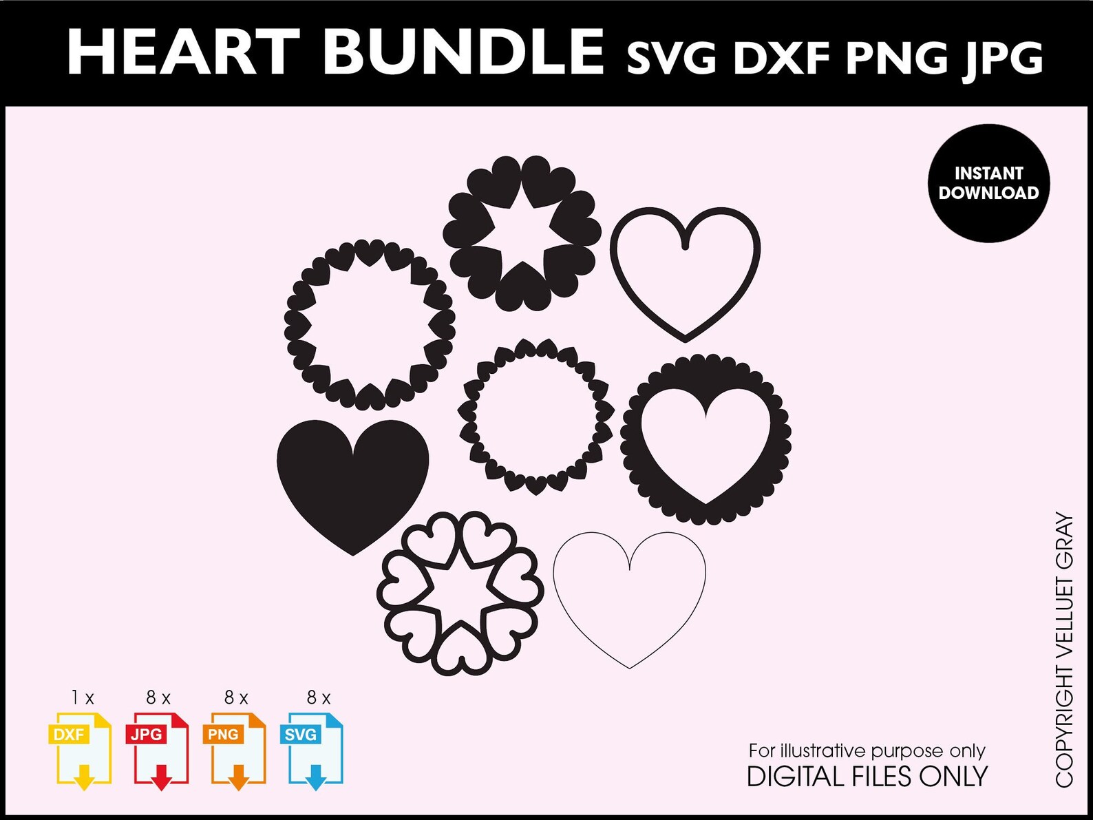 Heart Bundle, Heart Outline Svg, Heart Cut Files, Heart Clipart, Hearts ...