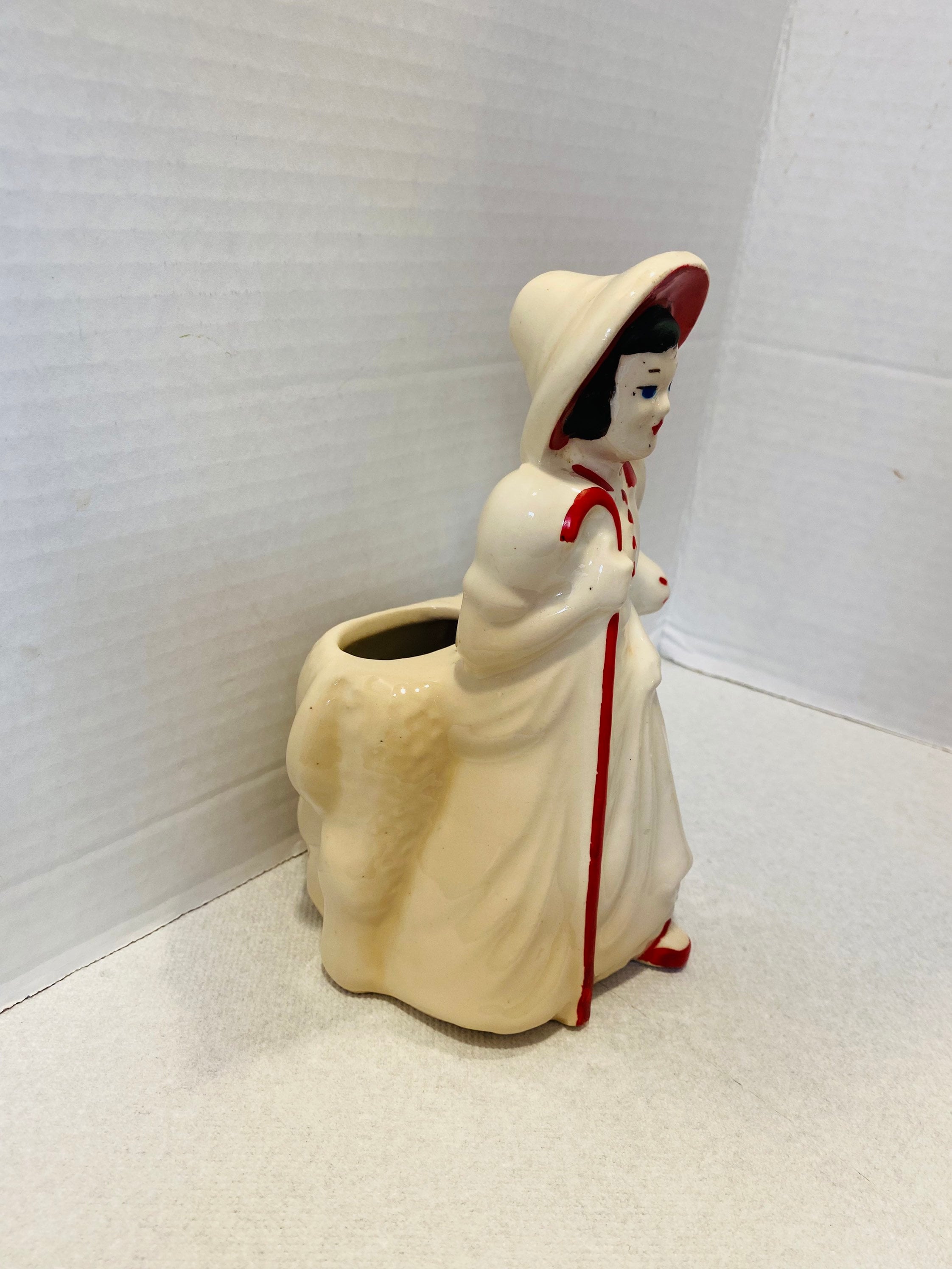 Vintage Planter Ceramic Little Bo Peep, Mary Had Little Lamb Shepherd ...