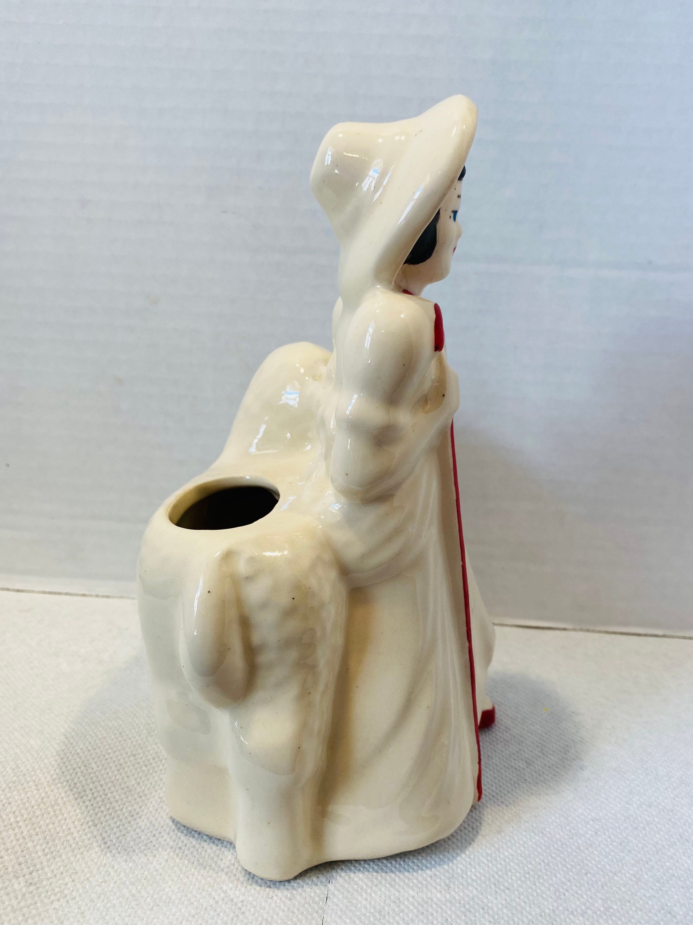 Vintage Planter Ceramic Little Bo Peep, Mary Had Little Lamb Shepherd ...