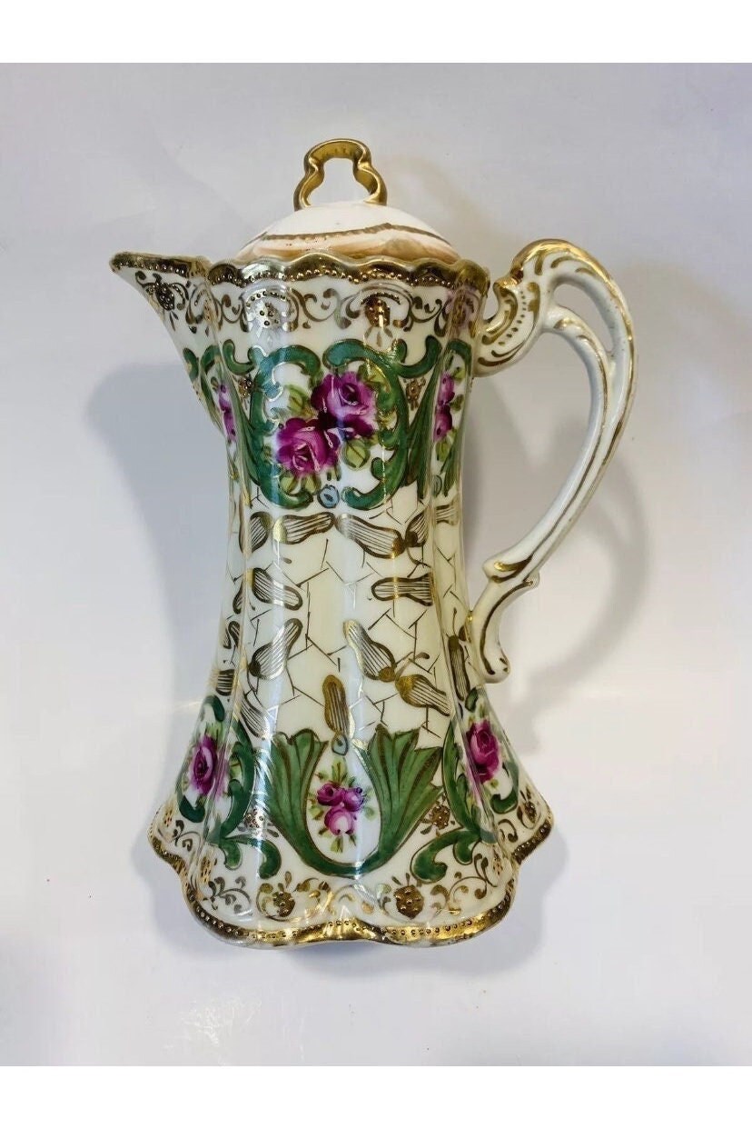 Antique Nippon Chocolate Pot Roses Gold Moriage Hand Painted Japan - Etsy