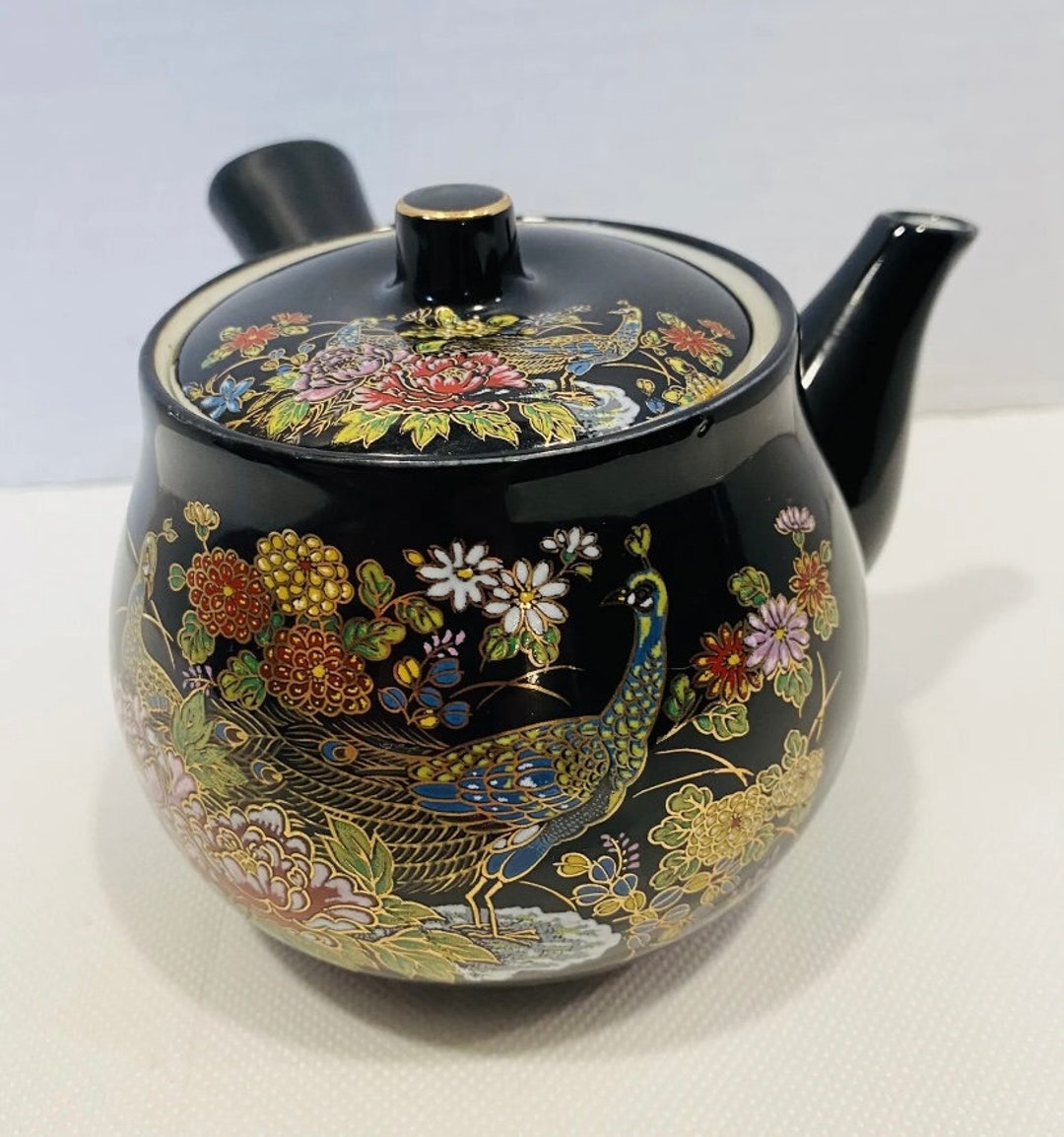 Japanese Decorative Teapot W/painted Raised Peacocks and Flowers - Etsy