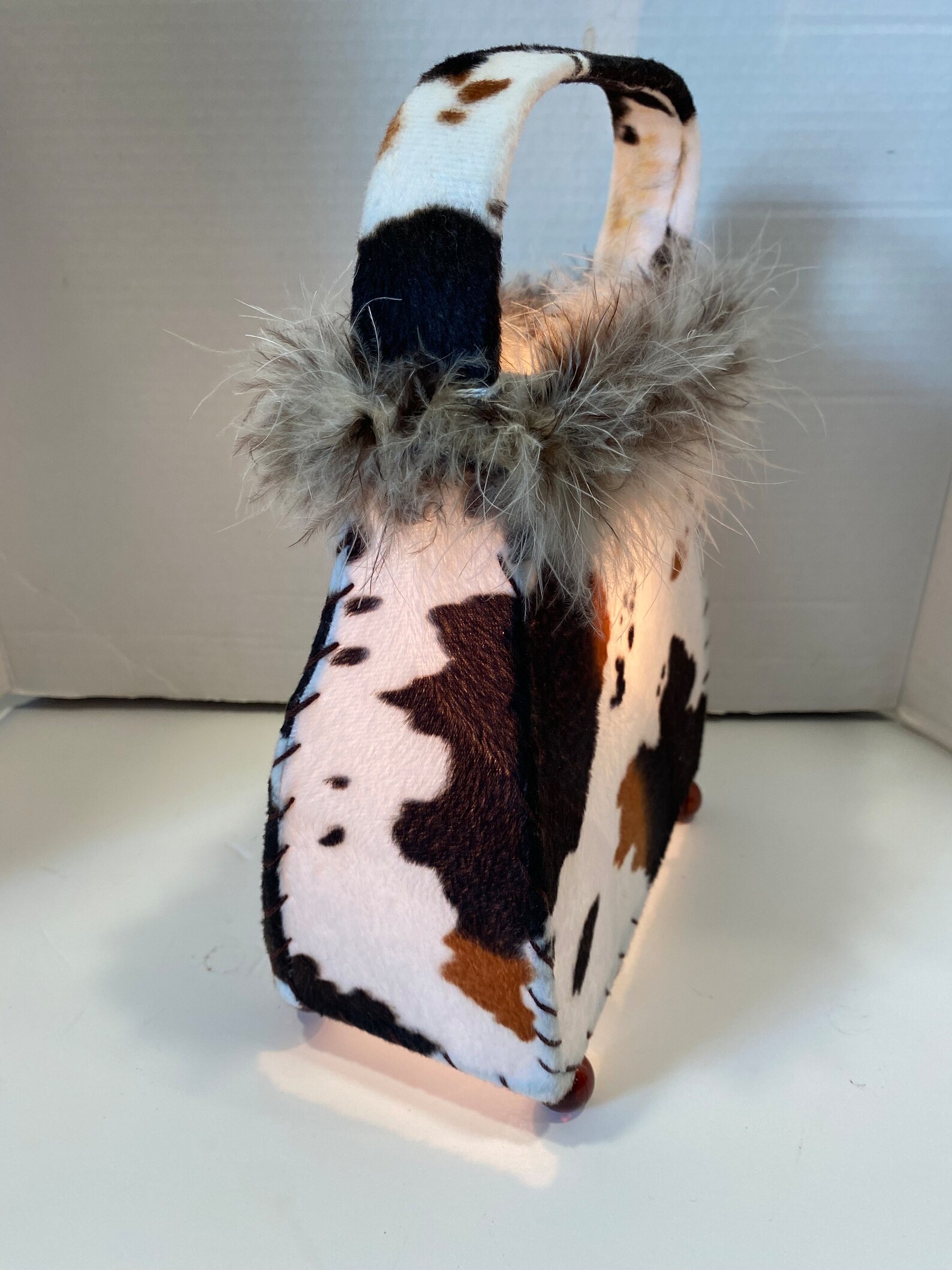 Novelty Cowhide Purse Shaped Table Lamp Night Light Feather Trim - Etsy
