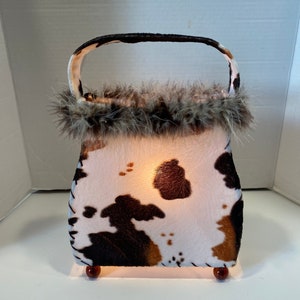 Novelty Cowhide Purse Shaped Table Lamp Night Light Feather Trim - Etsy