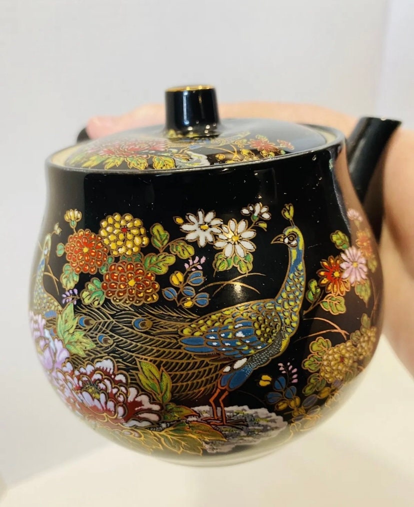 Japanese Decorative Teapot W/painted Raised Peacocks and Flowers - Etsy