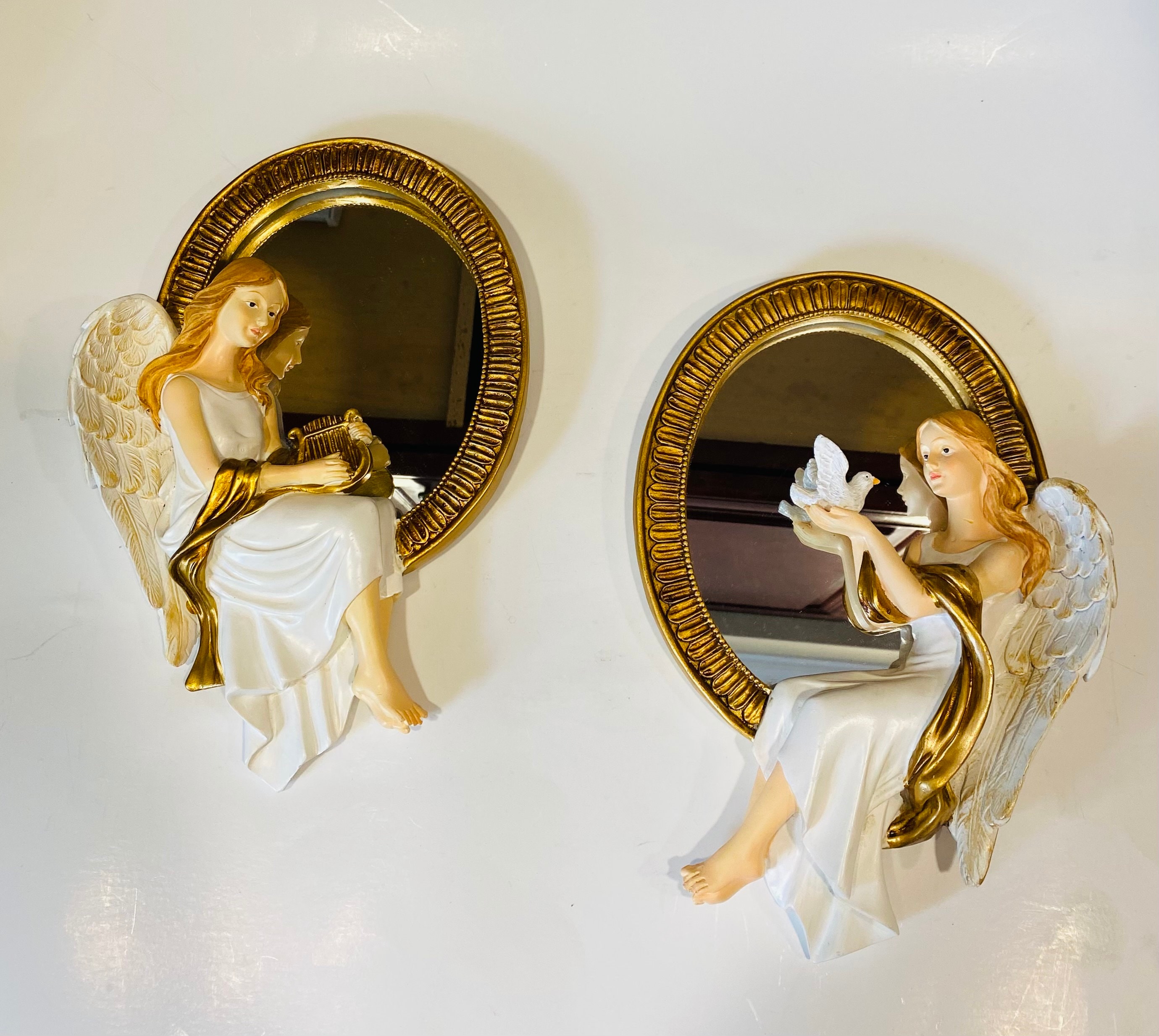 Mirrored 3D Heavenly Wall Angels Set of 2 - Etsy