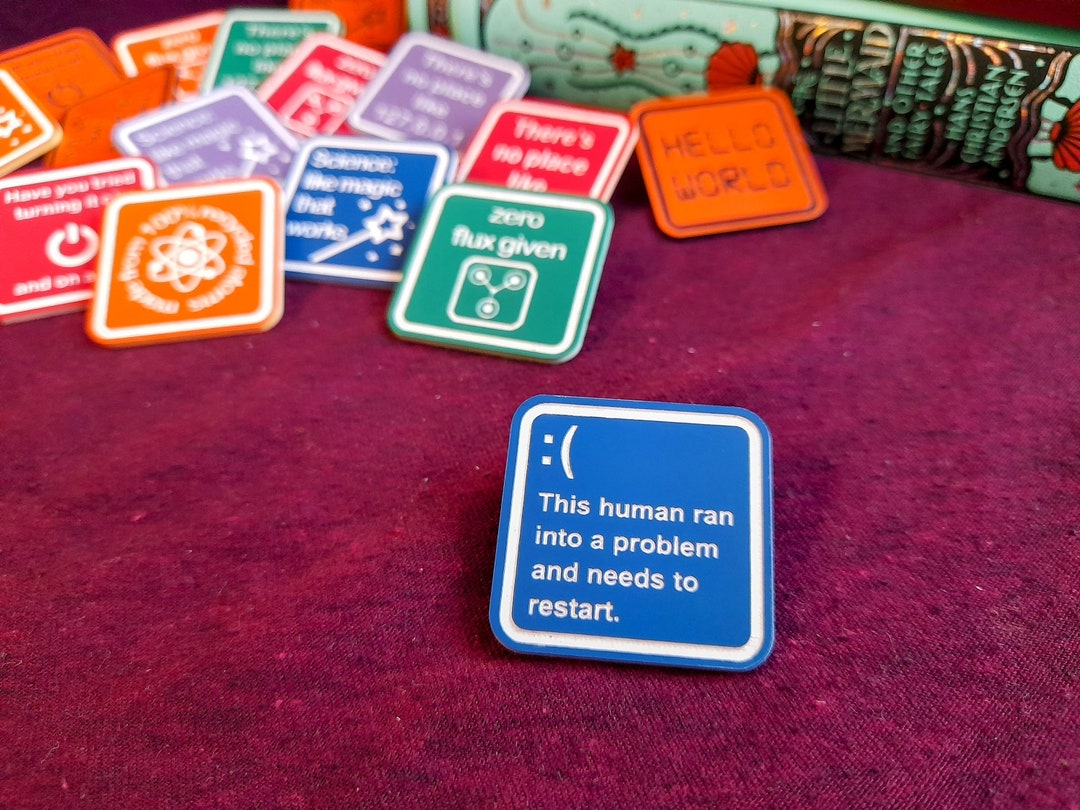 Blue Screen Pin Badge, Computer Science, Restart Required, Coding ...