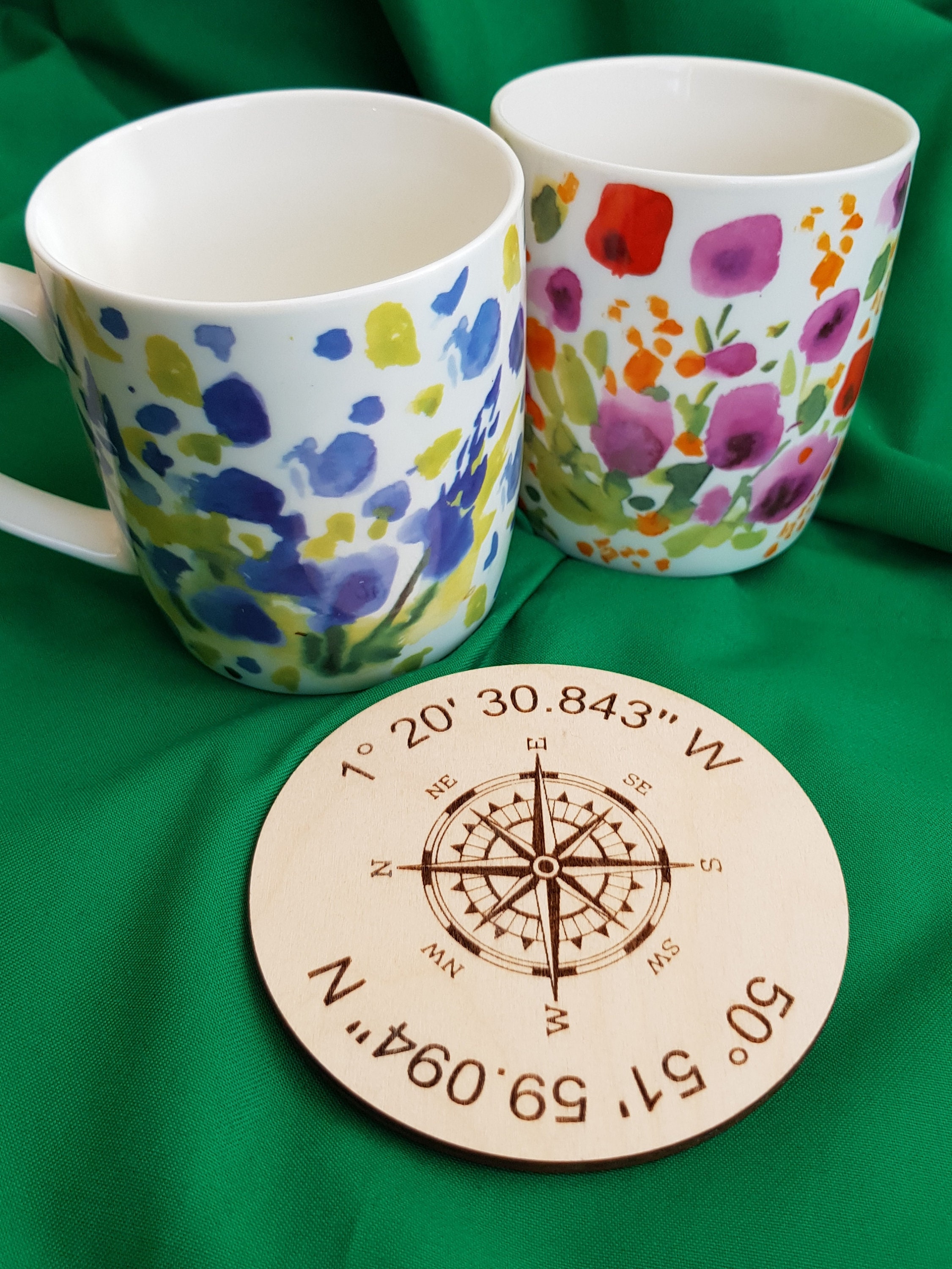 Personalised Compass Coaster Special Place Coordinates - Etsy UK