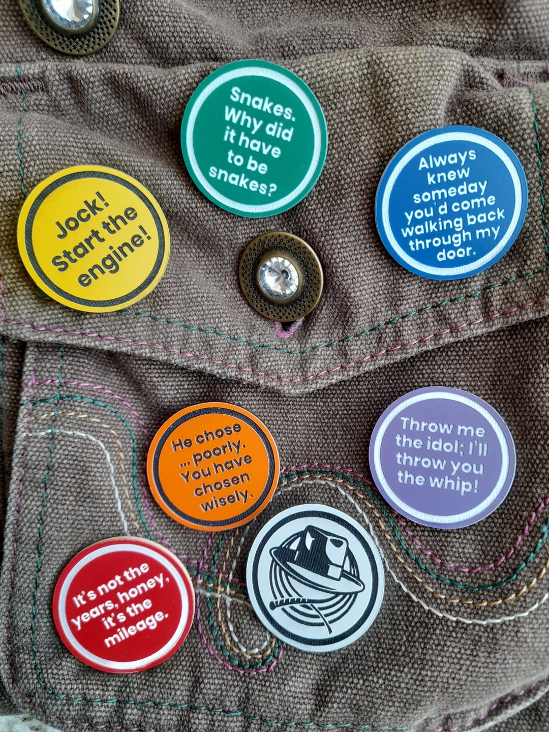 Indiana Jones Pin Badge, Raiders, Temple of Doom, Last Crusade ...