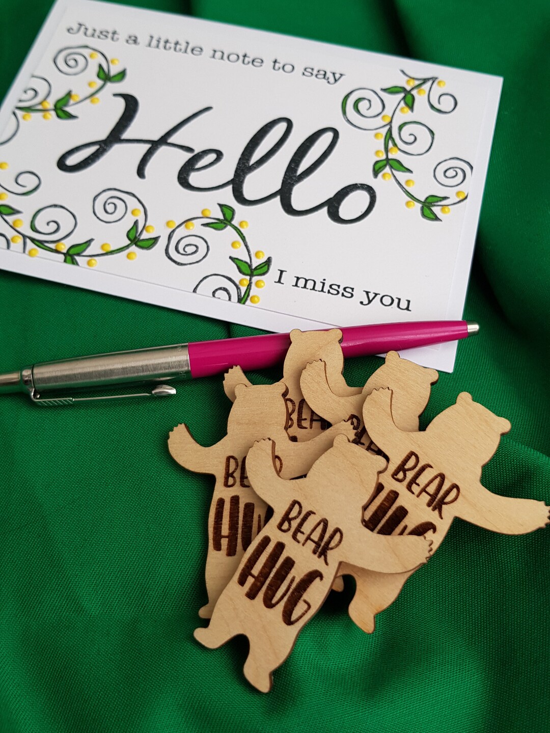 Bear Hug, Pocket Hug, Token, Wooden, Letterbox Gift - Etsy