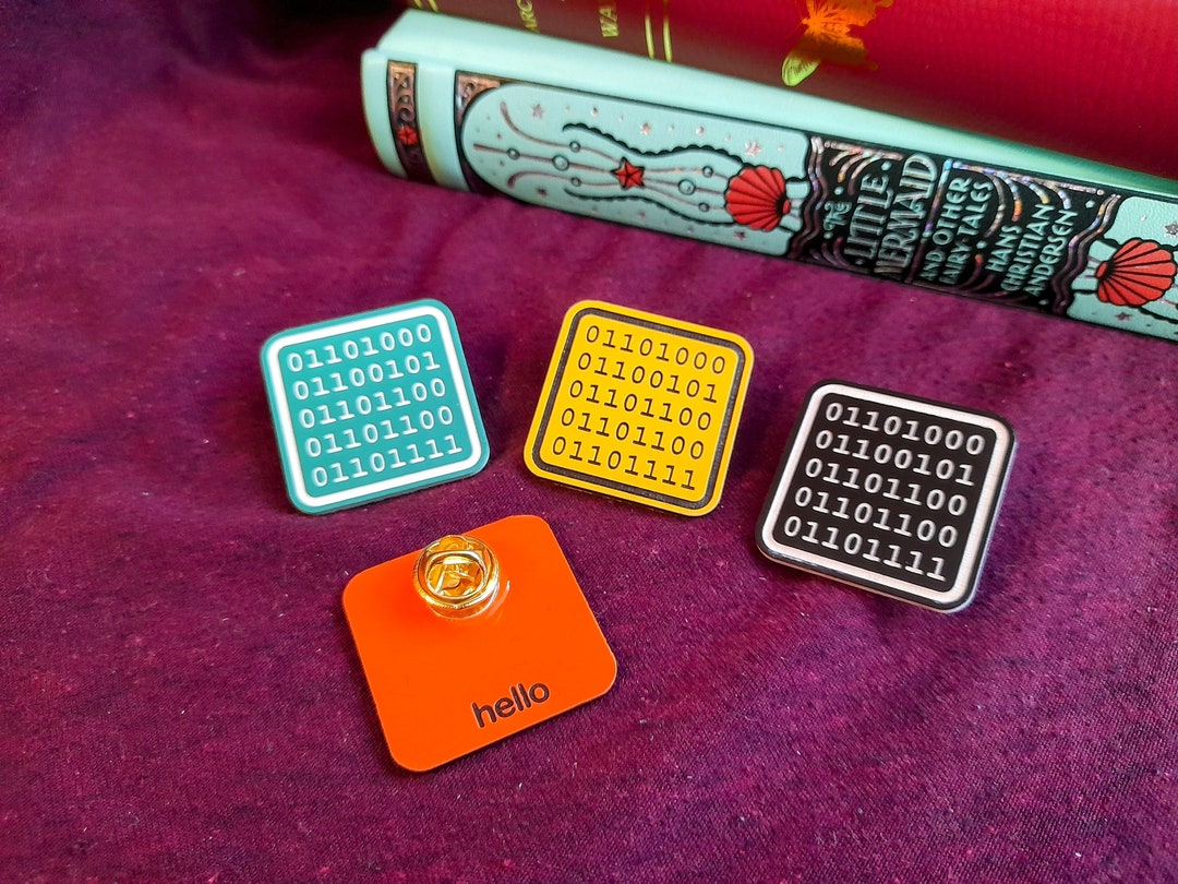Binary Hello Pin Badge, Computer Science, Coding, Geek, Coloured ...