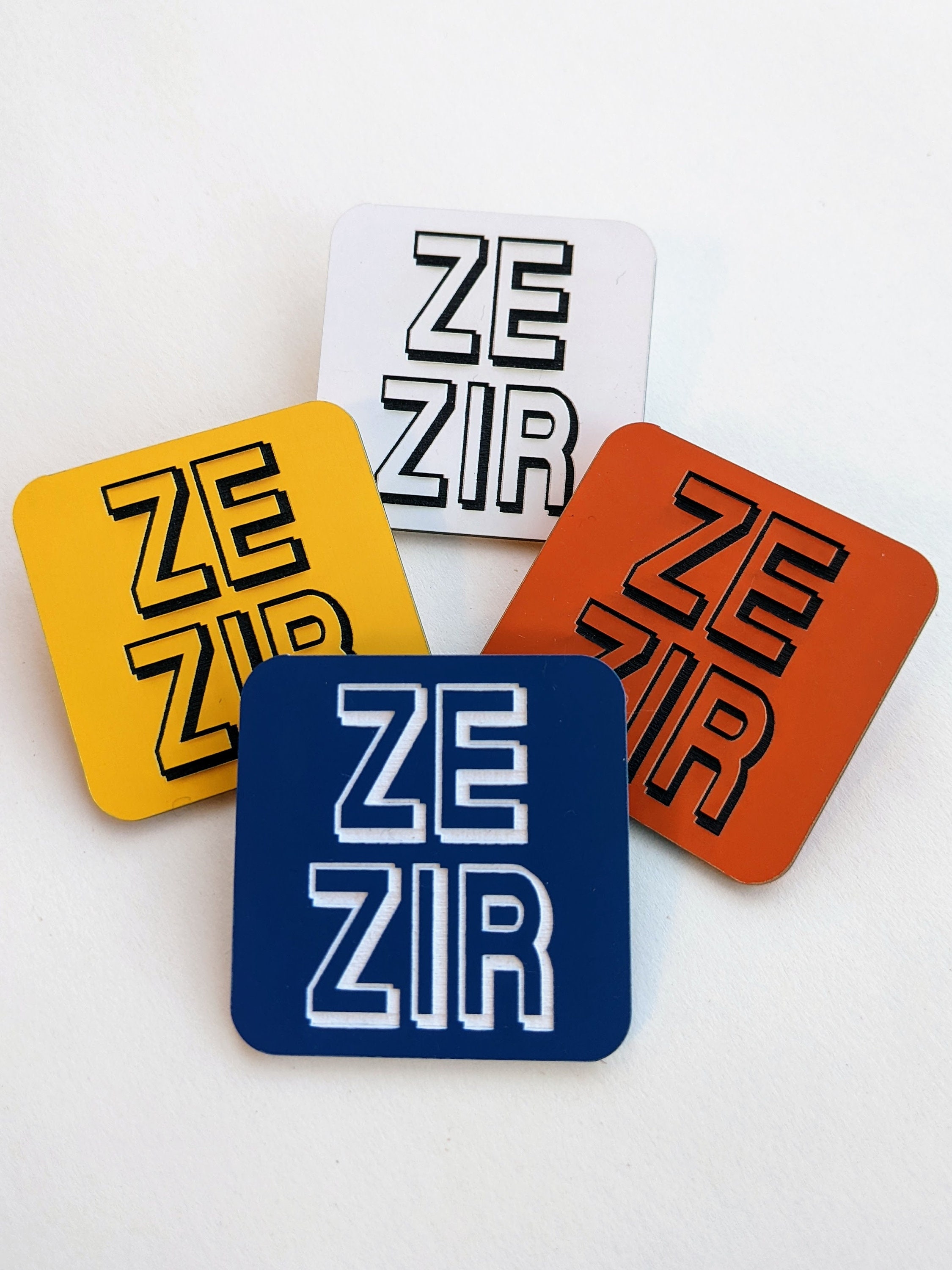 Pronoun Badge They/them Ze/zir She/her He/him Coloured - Etsy Australia