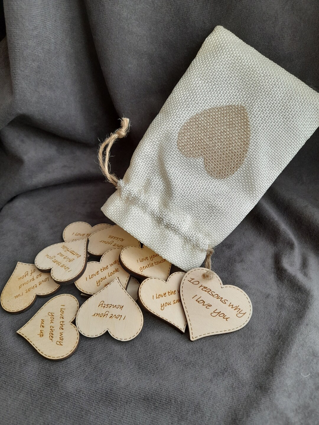 Reasons Why I Love You, Romantic Love Tokens, Wooden Heart Promises ...