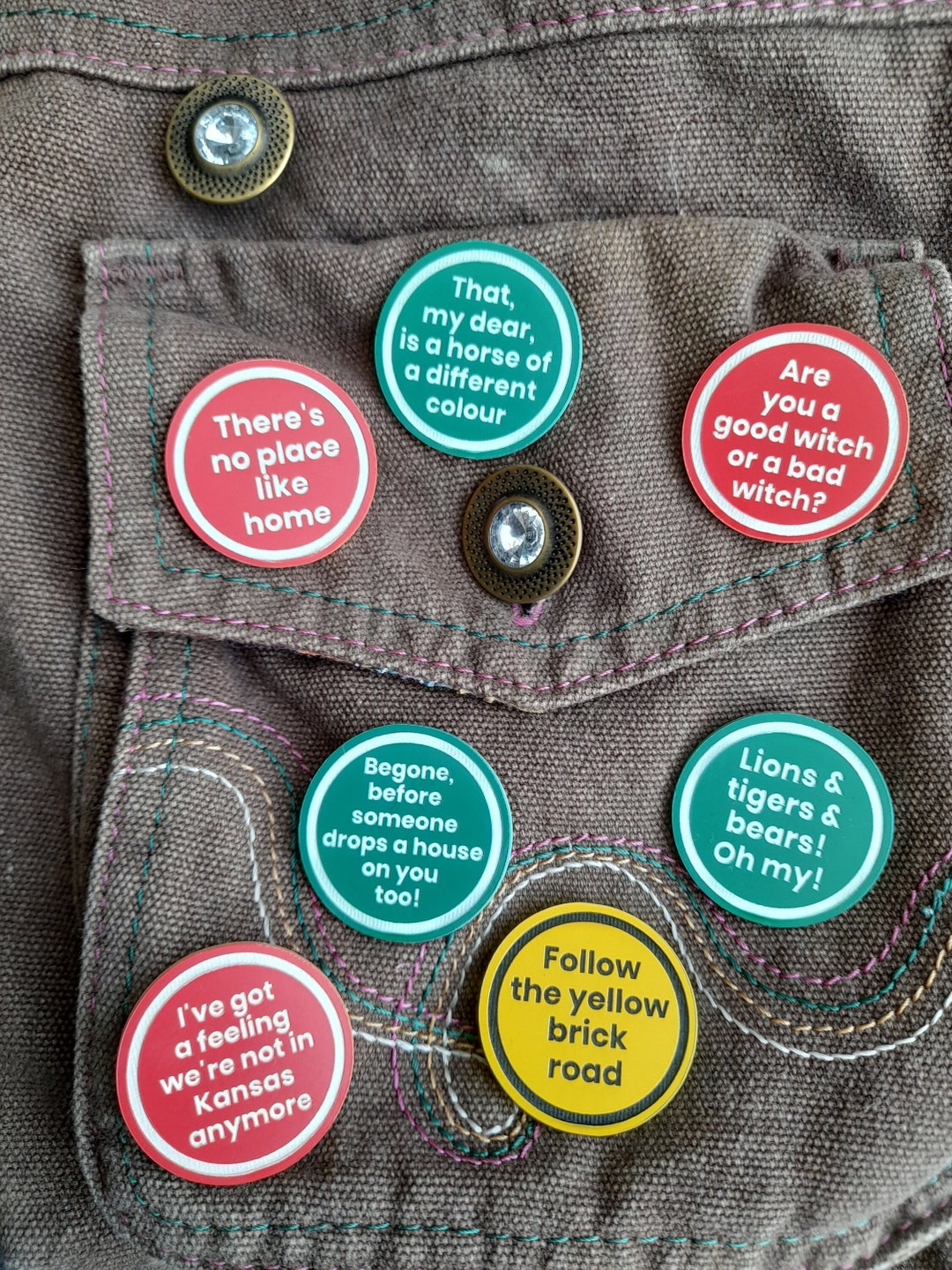 Wizard of Oz Pin Badge, Coloured Acrylic or Wood, Pin - Etsy