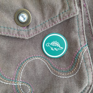 Cute Dinosaur Pin Badge, Coloured Acrylic or Wood, Pin - Etsy