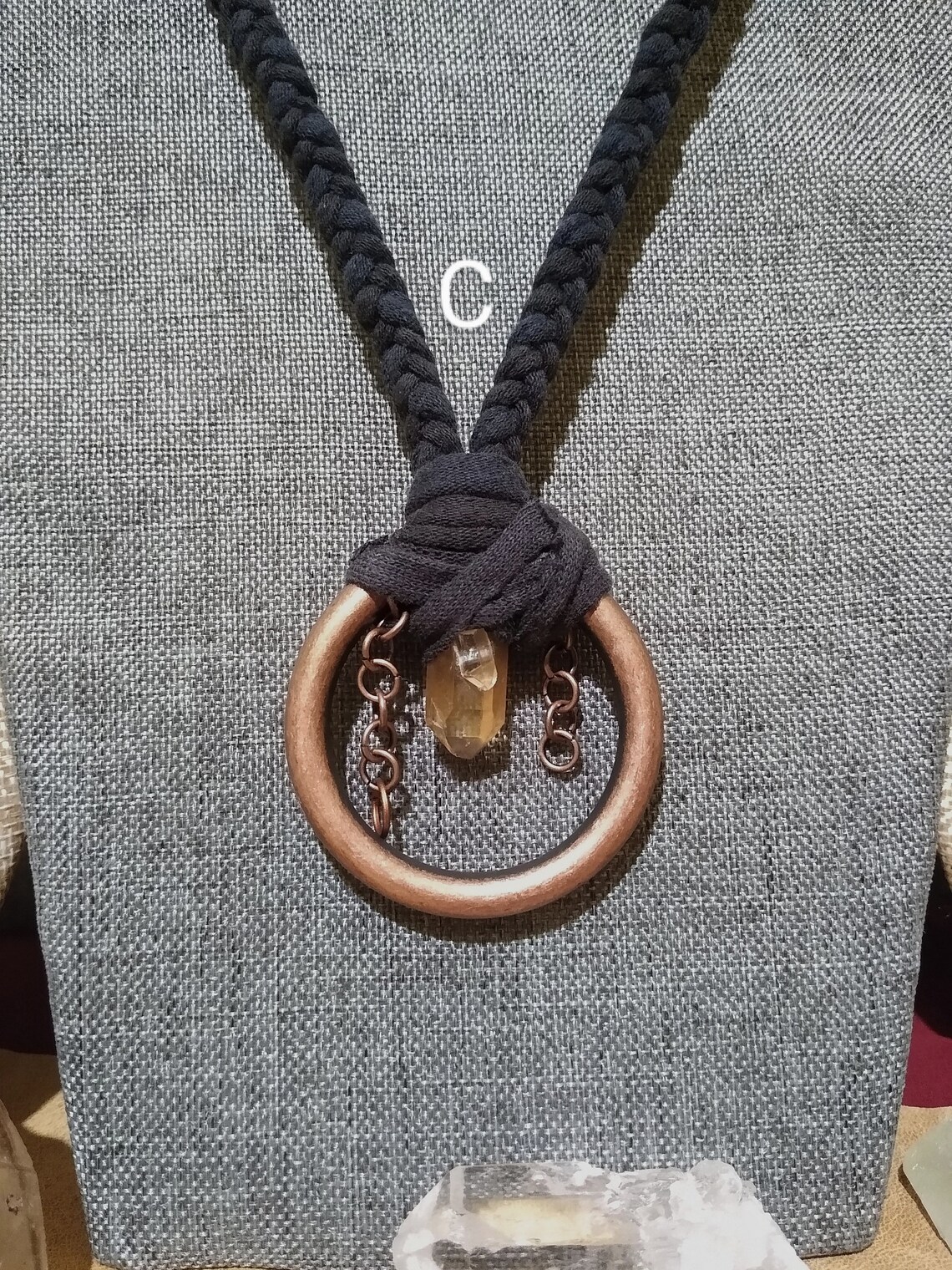 Upcycled Fabric Wrapped Copper Ring Crystal Pendants | Etsy