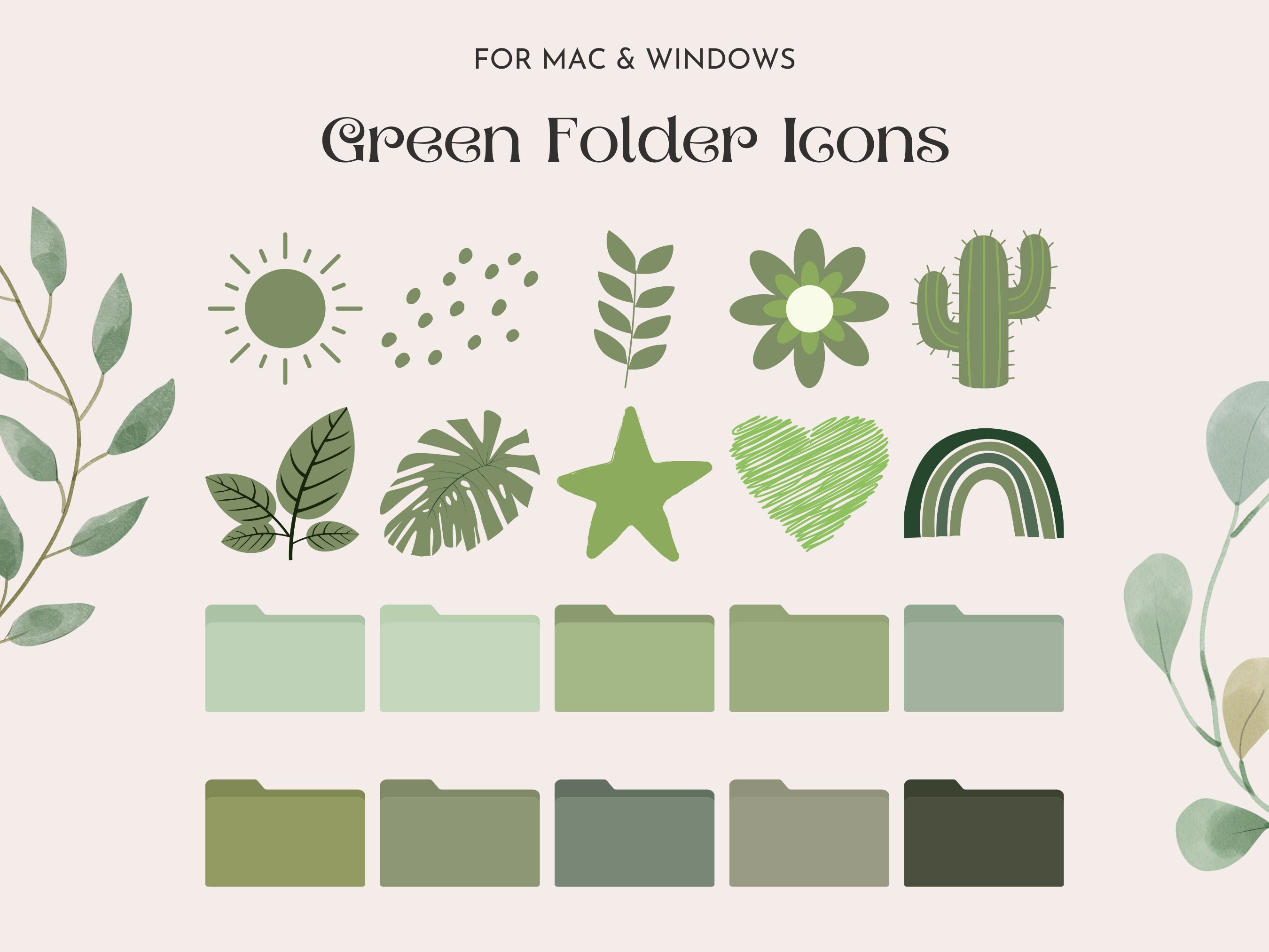 Sage Green Desktop Folder Icons Boho Macbook Folder Icons - Etsy Israel