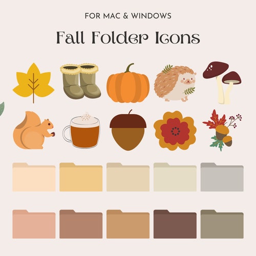 Autumn Fall Desktop Icons boho Desktop Folder Icons MAC - Etsy
