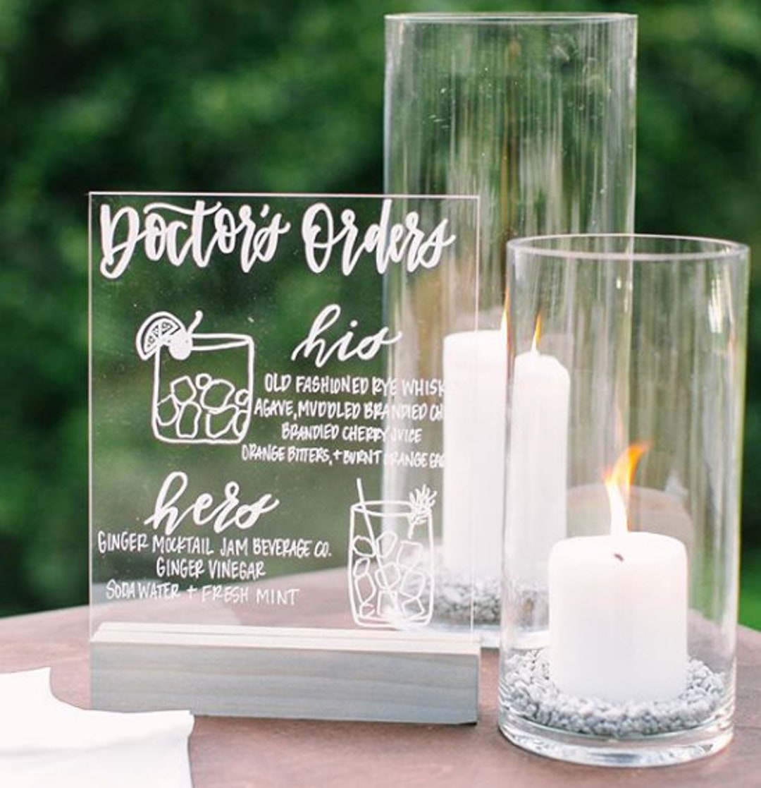 Acrylic Specialty Cocktail Signs - Etsy