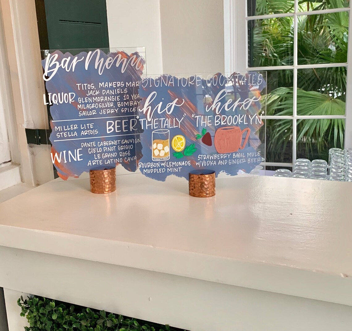 Acrylic Specialty Cocktail Signs - Etsy