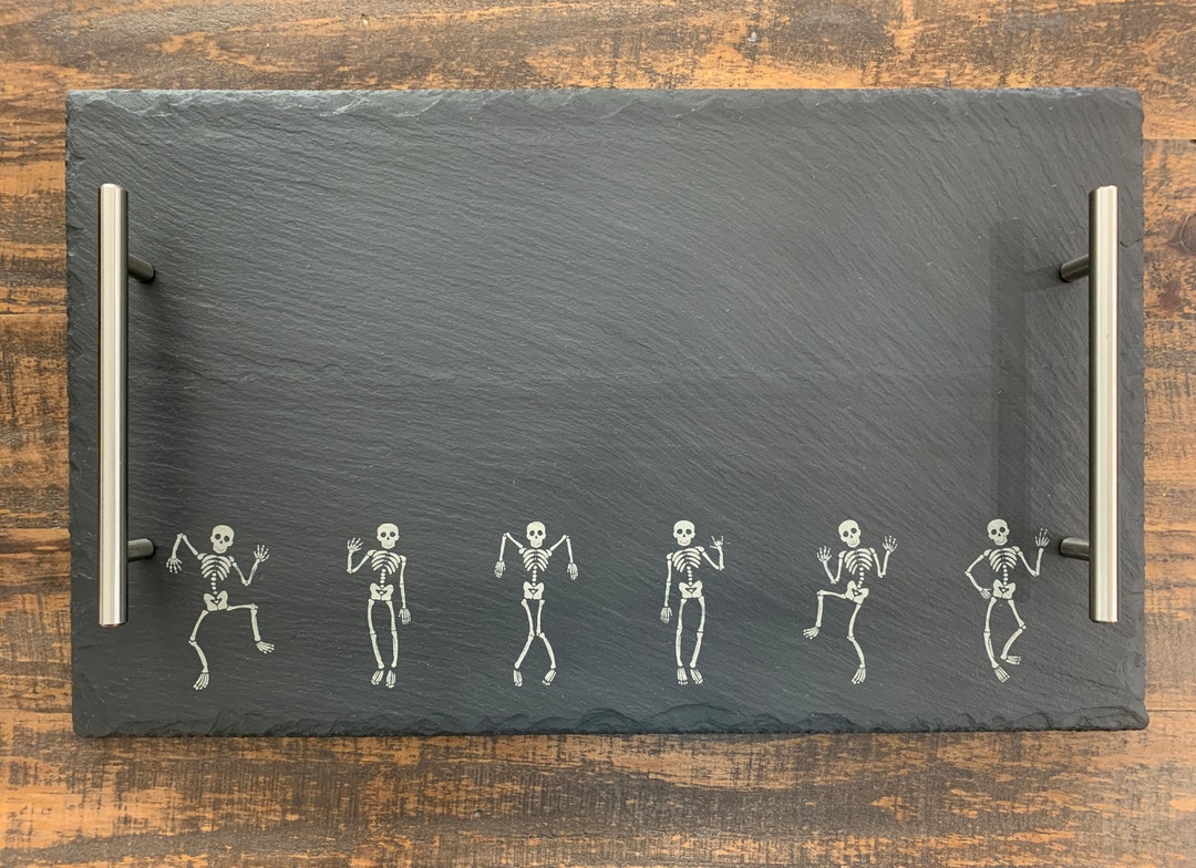 Dancing Skeleton Slate Serving Tray, Charcuterie Board, Platter ...