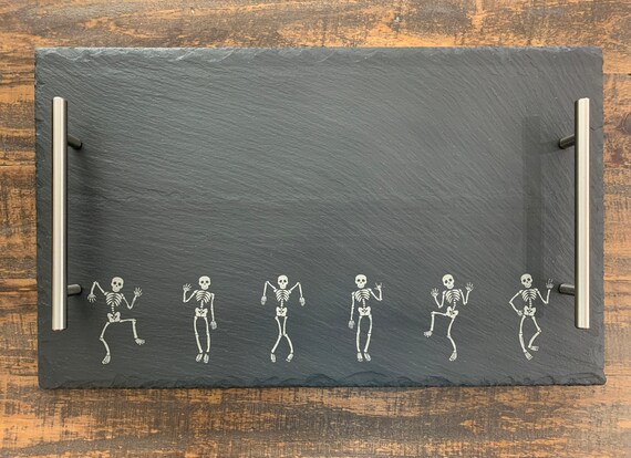 Dancing Skeleton Slate Serving Tray Charcuterie Board | Etsy