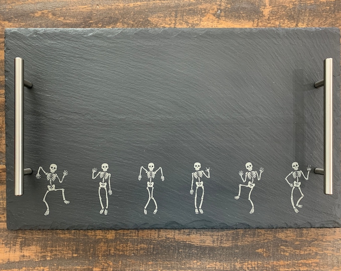 Dancing Skeleton Slate Serving Tray, Charcuterie Board, Platter ...