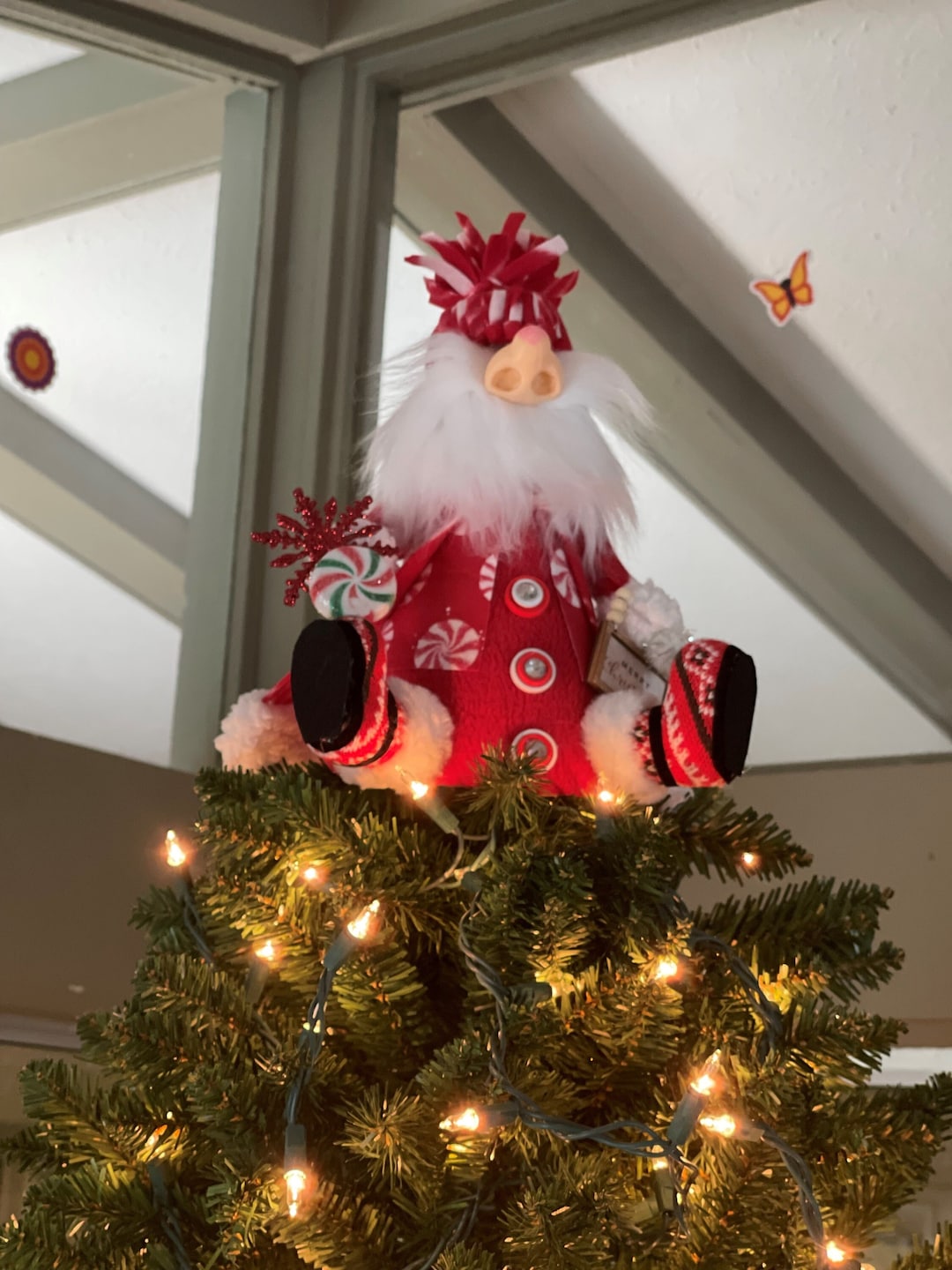 14" Whimsical Elf/santa Tree Topper - Shelf/table Decor - Etsy