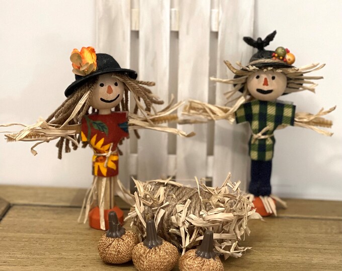 Scarecrow Peg Couple Etsy