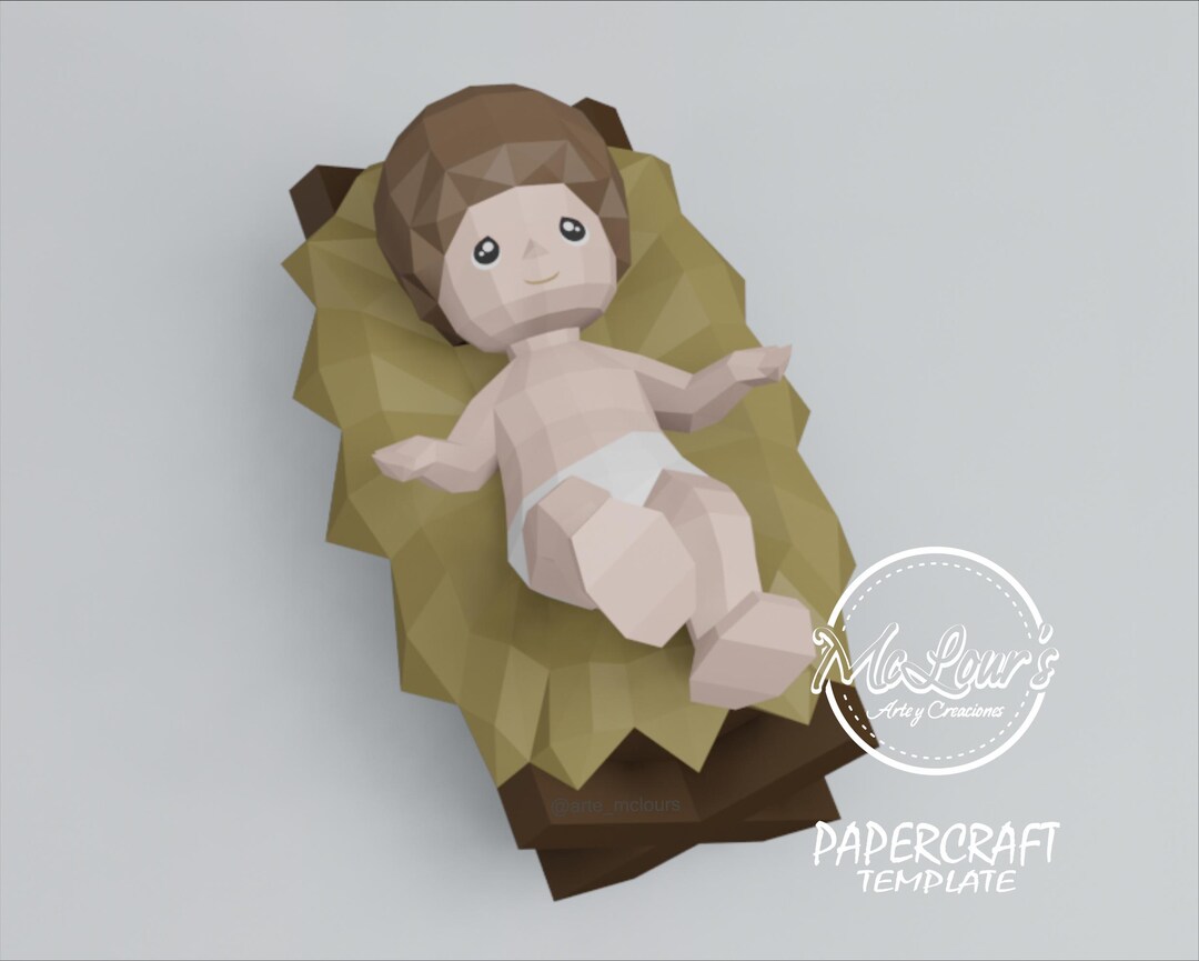 Baby Jesus/ Diy Craft/ Template PDF STUDIO SVG/ Low Poly/ Papercraft ...