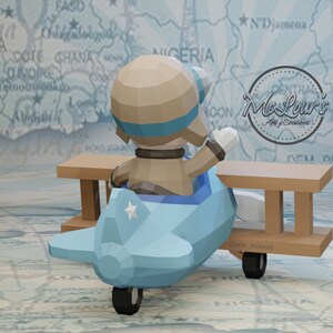 Cute Aviator/ Diy Craft/ Template PDF STUDIO SVG/ Low Poly/ Papercraft ...