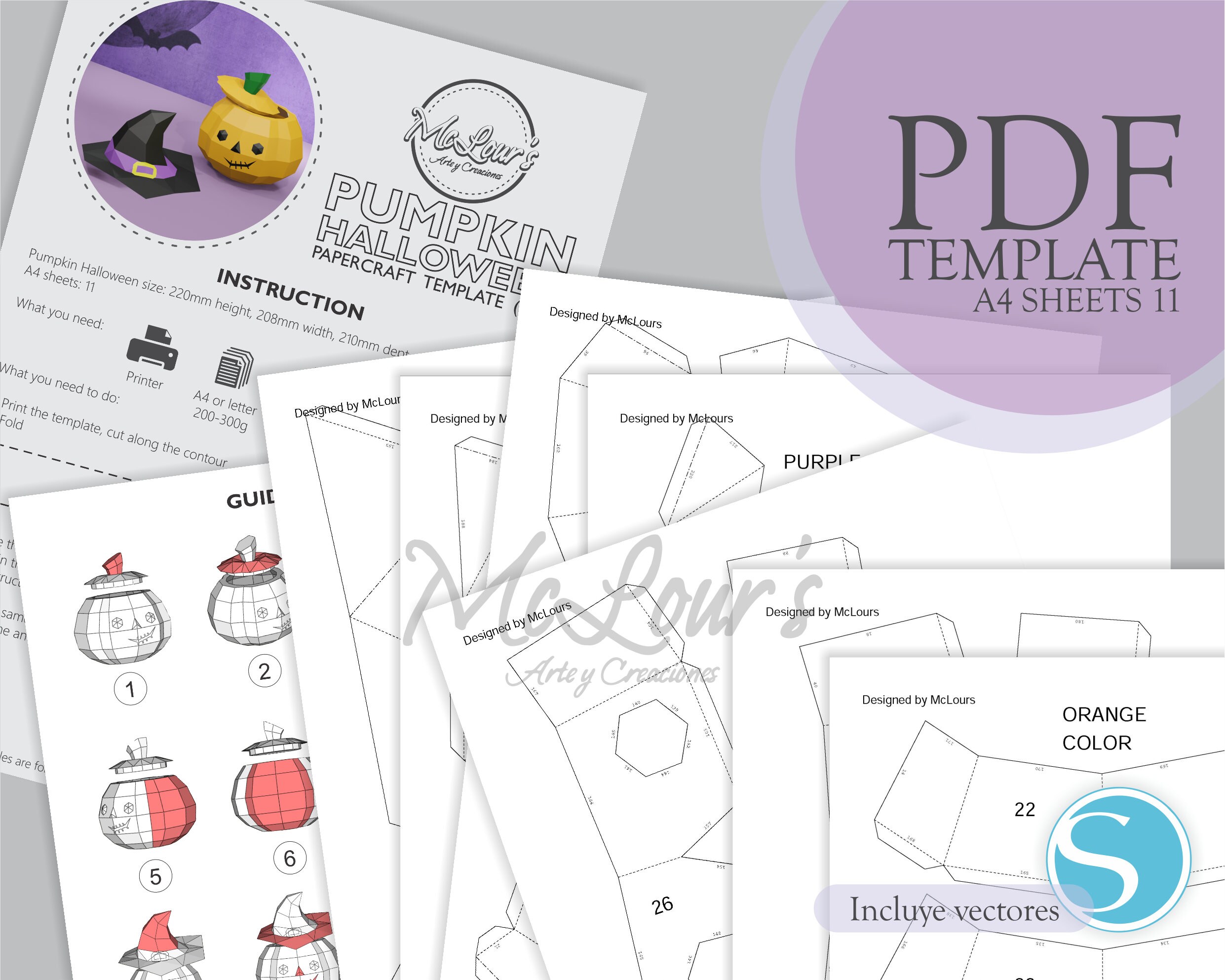 Pumpkin Halloween/ Calabaza con Tapa/ Template PDF DXF/ Low | Etsy