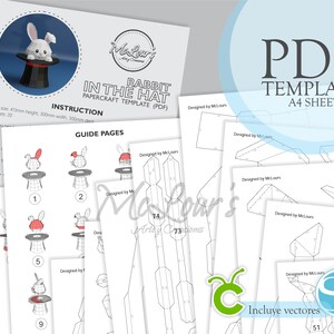 Rabbit in the Hat/ Box/ Diy Craft/ Template PDF STUDIO SVG/ Low Poly ...