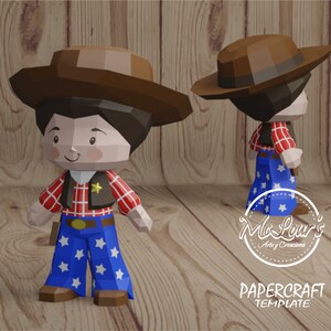 Cowboy Papercraft/ Diy Craft/ Template PDF STUDIO SVG/ Low Poly ...