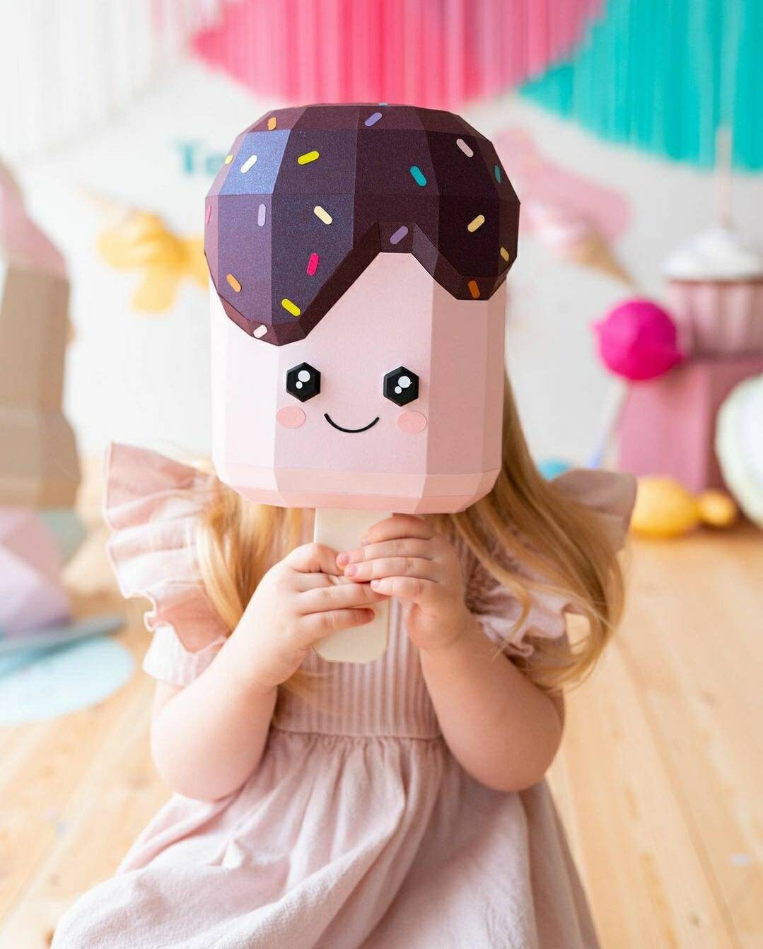 Ice Cream/ Palette Ice Cream/ Template PDF DXF/ Low Poly/ - Etsy