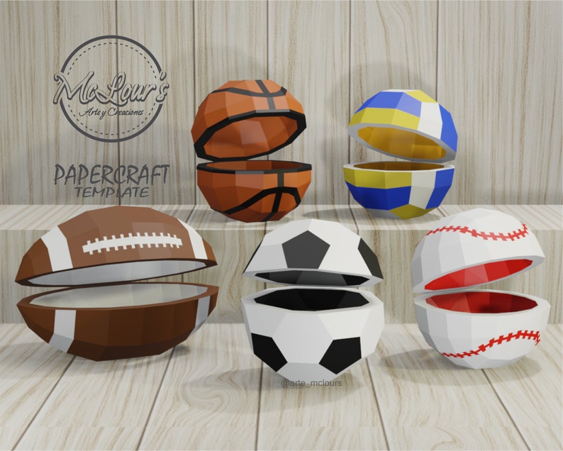 Ball Box Set/ Diy Craft/ Template PDF STUDIO SVG/ Low Poly/ - Etsy