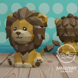 Sitting Lion/ Diy Craft/ Template PDF STUDIO SVG/ Low Poly/ Papercraft ...