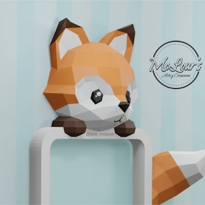 Cute Fox Shadow Box/ Diy Craft/ Template PDF STUDIO SVG/ Low Poly ...