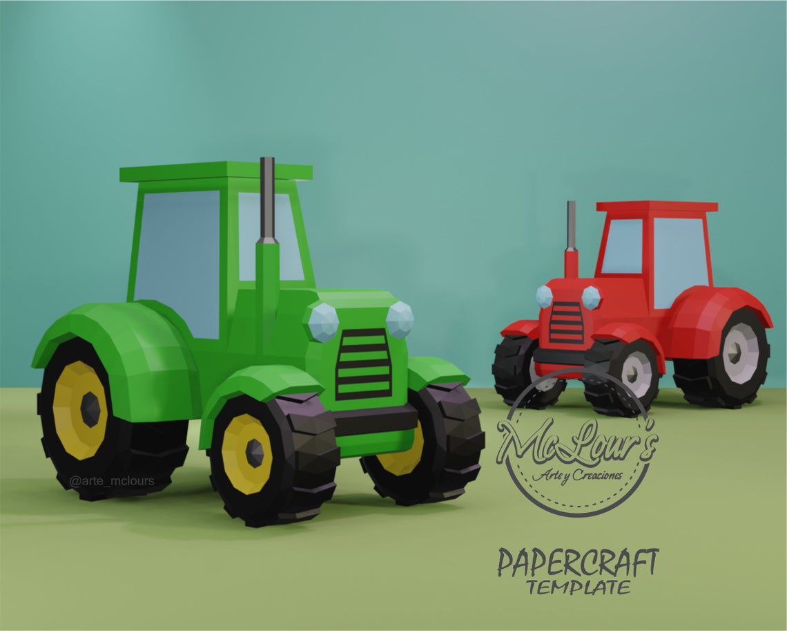 Farm Tractor/ Diy Craft/ Template PDF STUDIO SVG/ Low Poly/ - Etsy