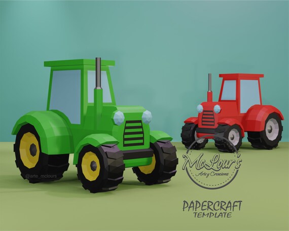 Farm Tractor/ Diy Craft/ Template PDF STUDIO SVG/ Low Poly/ - Etsy