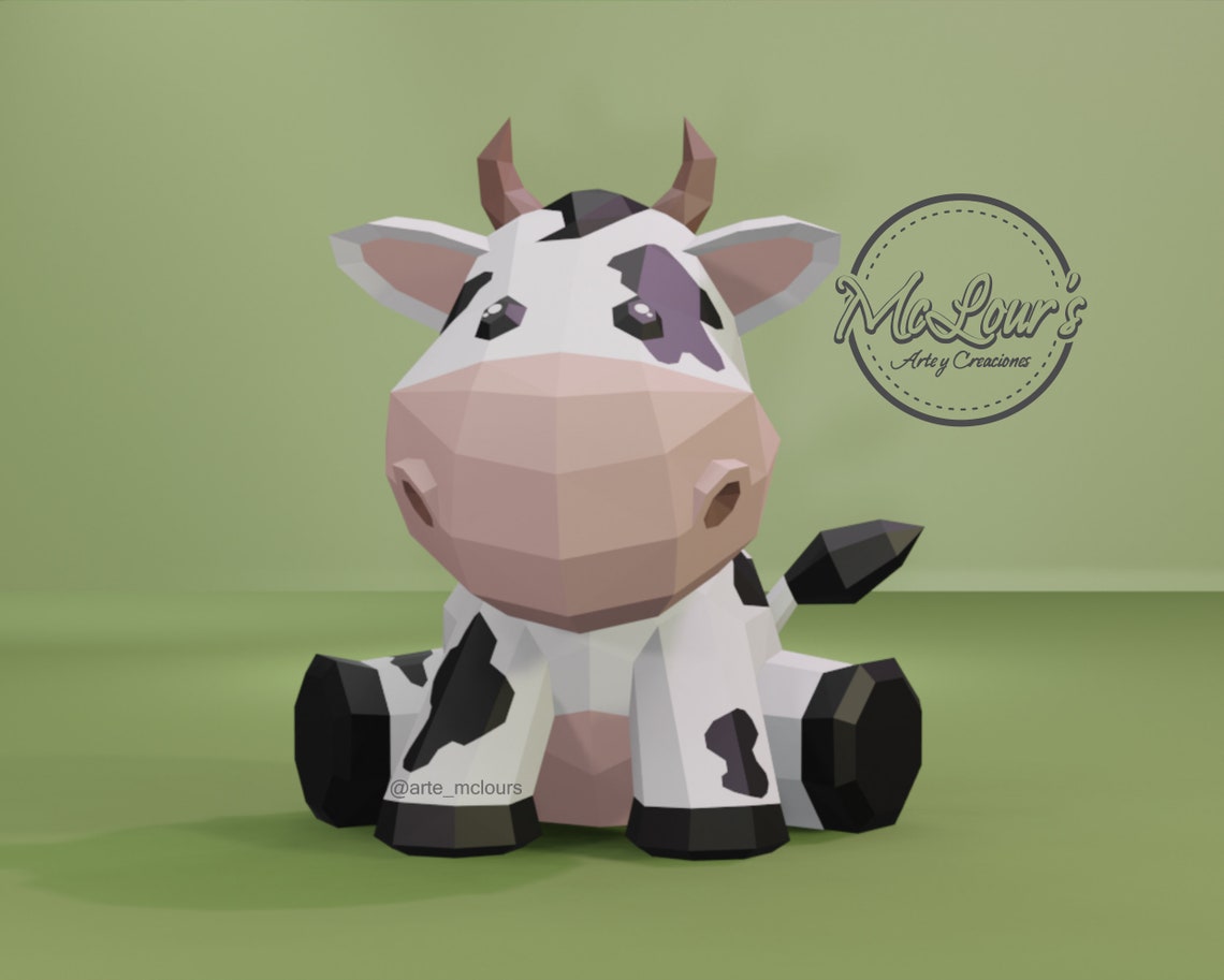 Sitting Cow/ Diy Craft/ Template PDF STUDIO SVG/ Low Poly/ - Etsy