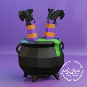 Witch Cauldron Box/ Halloween/ Diy Craft/ Template PDF STUDIO SVG/ Low ...