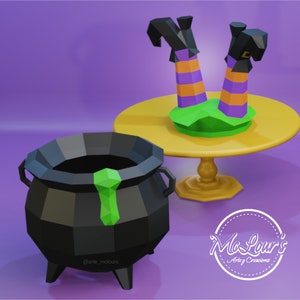 Witch Cauldron Box/ Halloween/ Diy Craft/ Template PDF STUDIO SVG/ Low ...